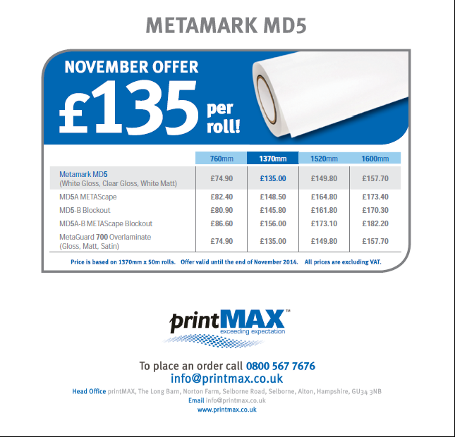 Metamark November MD5 offer - printMAX